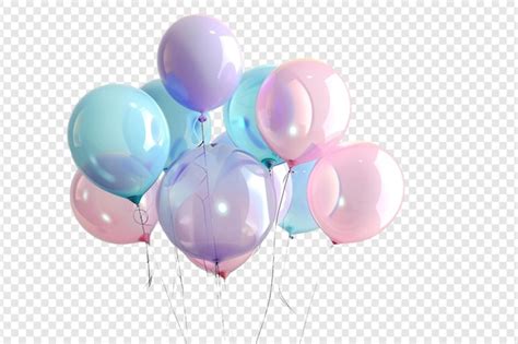 Пастельные воздушные шары выделенные на прозрачном фоне Премиум Ai сгенерированный Psd