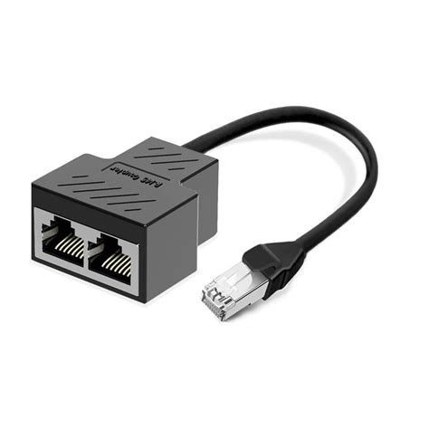 Ethernet адаптер, 2в1, RJ45, черен - eMAG.bg