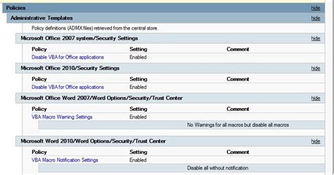 Blue Teamer Blocking Office Macros Via Group Policy