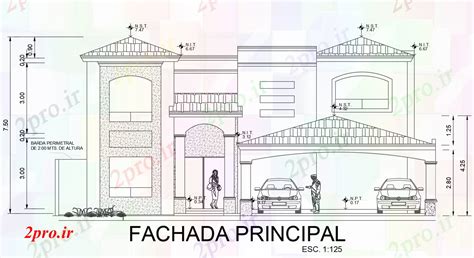 دانلود نقشه مسکونی ، ویلایی ، آپارتمان معماری خانه جلو نما کد167093