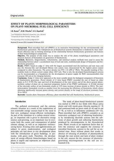 Pdf Effect Of Plants Morphological Parameters On Plant Microbial Fuel