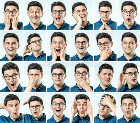 Sistema De Retratos Del S Del Hombre Joven Con Diversas Emociones