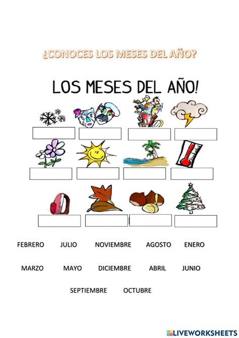 37 Los Meses Español Ele Hojas De Trabajo Pdf And Doc Worksheets Library