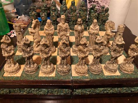 Large Aztec Vs Conquistador Chess Board Set From Mexico Etsy