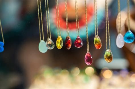 Premium Photo Handcrafted Necklace String Of Beads In Various Colors