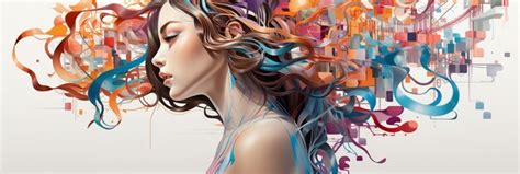 Premium Ai Image A Lady With Colorful Hair Wide Background Showing