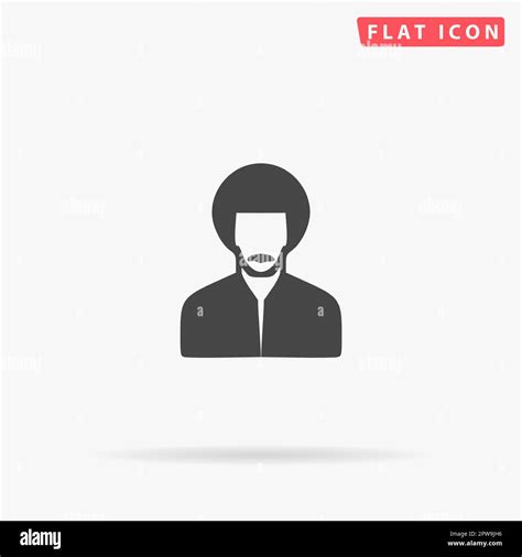 Rastafarian Man Simple Flat Black Symbol With Shadow On White Background Vector Illustration