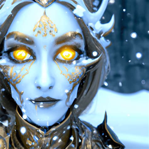 Beautiful Fantasy Snow Female Blue Eyes 8k With Golden Armor 8k · Creative Fabrica