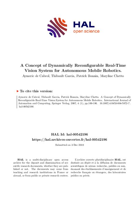 Pdf A Concept Of Dynamically Reconfigurable Real Time Vision System