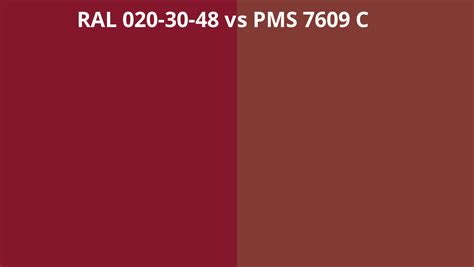 Ral 020 30 48 Vs Pms 7609 C Ral Colour Chart Uk
