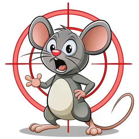 Scared Cartoon Mouse Being Targeted Vector Illustration Pest Control Concept Image Of A Fearful