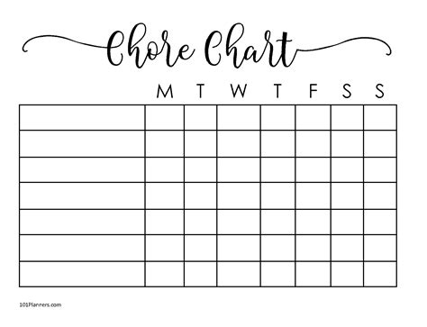 Chore Chart For Adults Templates
