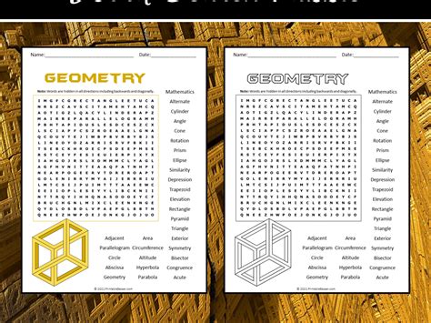 Geometry Word Search Puzzle Teaching Resources