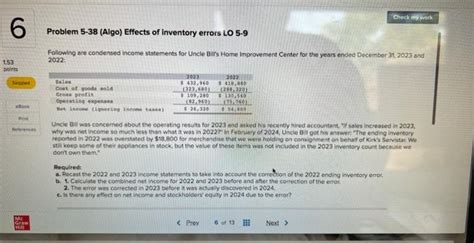problem 5 38 algo effects of inventory errors lo