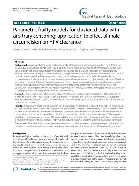 Pdf Parametric Frailty Models For Clustered Data With Arbitrary