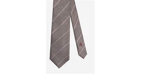Dunhill Luxury Silk Linen Stripe Woven Tie In Gray For Men Lyst