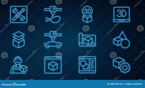 Set Line Isometric Cube Basic Geometric Shapes 3d Printer Car Layers Setting Graphing Paper
