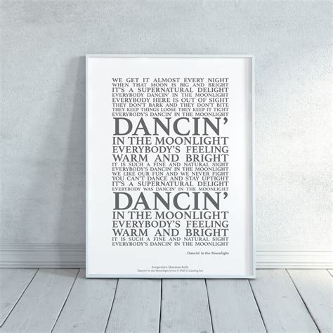 Dancin In The Moonlight Song Lyrics Print Official Etsy