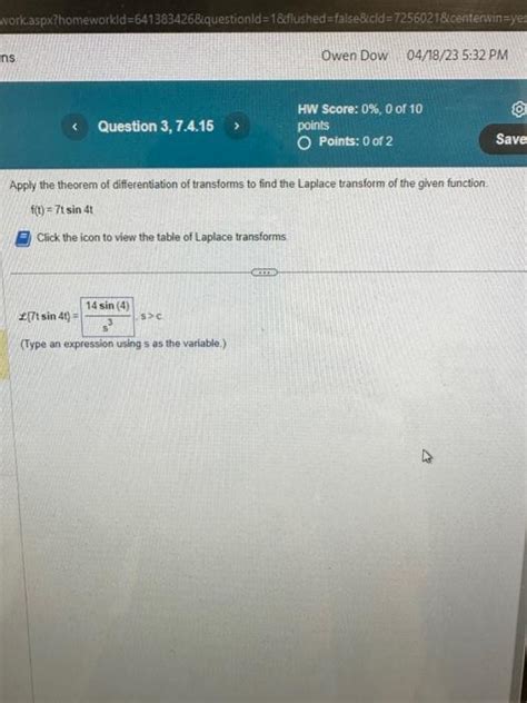 Solved Apply The Theorem Of Differentiation Of Transforms To