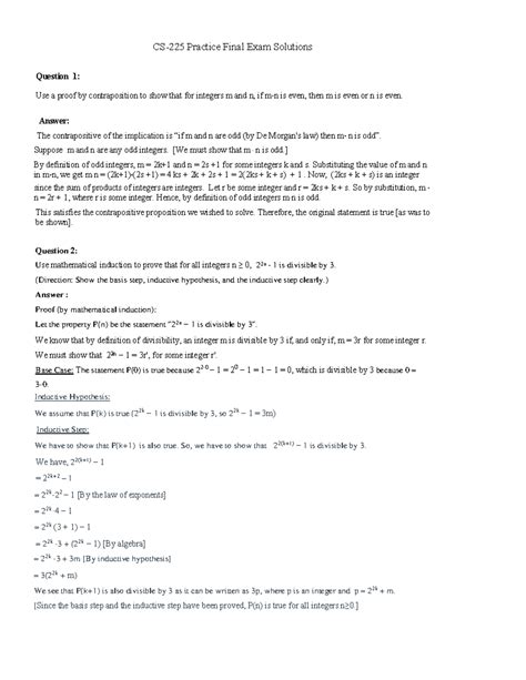 Practice Final Quiz 1 Solution Key Cs 225 Practice Final Exam Solutions Question 1 Use A