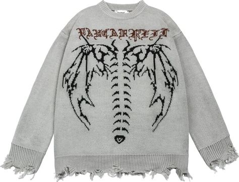 Hoothy Herren Memory Plush Dark Gothic Alphabet Oversize Sweater