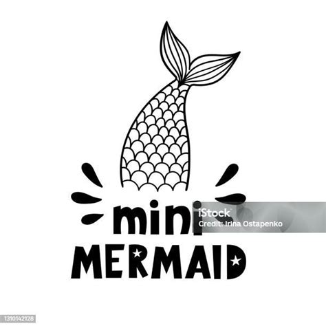 미니 인어 인어 꼬리 손으로 그린 벡터 그림 아기 인쇄 낙서 만화 스타일 포스터 티셔츠 엽서에 적합합니다 초자연적인에 대한 스톡 벡터 아트 및 기타 이미지 Istock