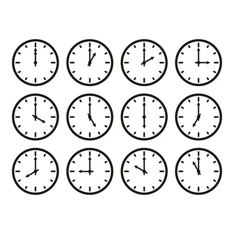 Set Of Analog Clock 12 Times Vector Illustration 1857215 Vector Art At