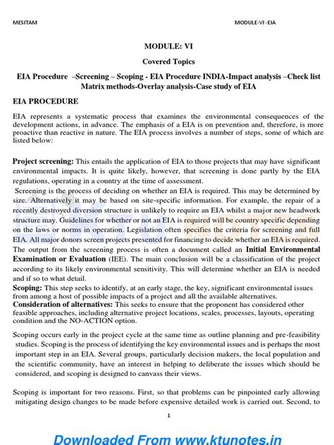 Eia M6 Ktunotes Pdf Environmental Impact Assessment Geographic