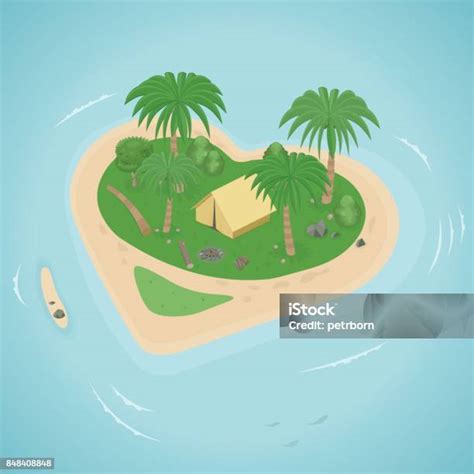 심 혼의 형태로 파라다이스 섬입니다 낭만주의 휴가 바다에 있는 섬에 섬에 대한 스톡 벡터 아트 및 기타 이미지 섬 하트 모양 3차원 형태 Istock