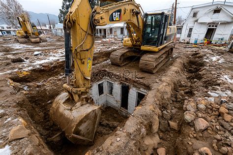 건설 현장에서 굴삭기 발굴