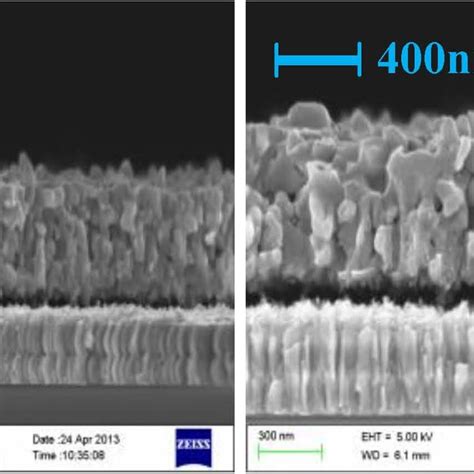 Left Sem Micrograph Of Cross Section Of 400oe Right Sem Micrograph Download Scientific