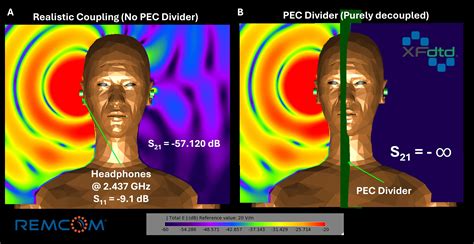 Xfdtd Simulation Of Electric Fields Between Two Headphones Remcom