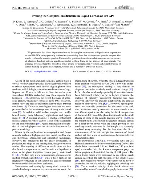 Pdf Probing The Complex Ion Structure In Liquid Carbon At 100 Gpa