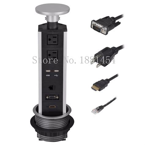 당김 팝업 전원 소켓 전원 스트립 콘센트 서지 보호기 2 Us 플러그 2 Usb 포트 Rj45 포트 Dhmi Vga
