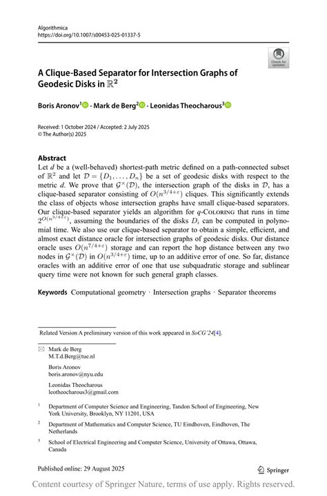 Pdf A Clique Based Separator For Intersection Graphs Of Geodesic