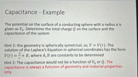 Solved Capacitance ﻿examplethe Potential On The Surface Of