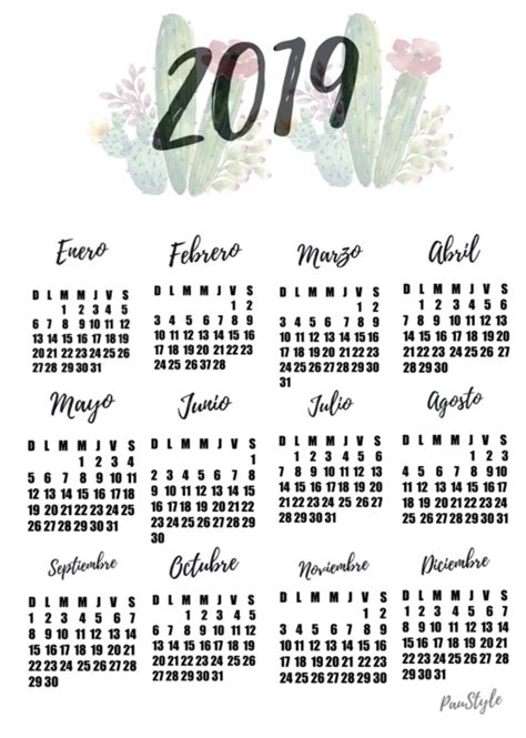 CALENDARIO ANUAL Y ENERO