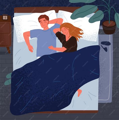 Premium Vector Happy Couple Sleeping Together On Bed Vector Flat