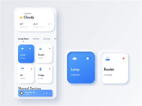 Smart Home Neomorphism App Interface Design