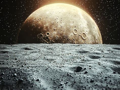 Bright Yellow Light Surrounding The Moon Creating A Stunning Celestial