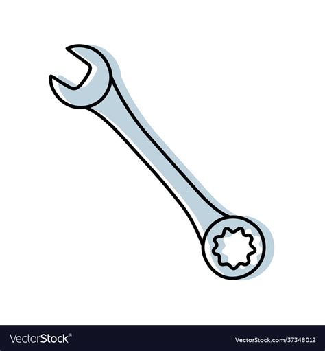 Wrench Sketch Combination Spanner Construction Vector Image