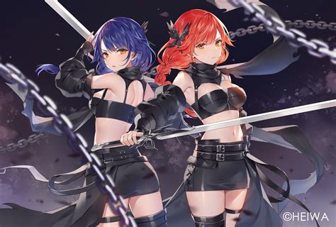 Mmu Kirishima Haru Kirishima Luna Haruluna Highres 2girls Belt