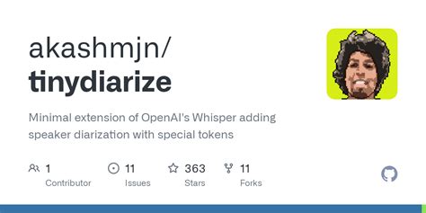 Github Akashmjntinydiarize Minimal Extension Of Openais Whisper Adding Speaker Diarization