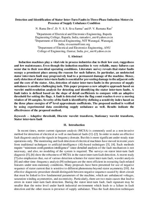 Pdf Detection And Identification Of Stator Inter Turn Faults In Three