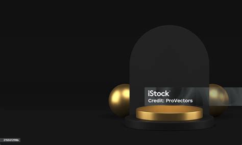 럭셔리 3d 연단 황금 기하학적 받침대 블랙 스튜디오 쇼룸 현실적인 벡터 0명에 대한 스톡 벡터 아트 및 기타 이미지 0명 가정의 방 검은색 Istock