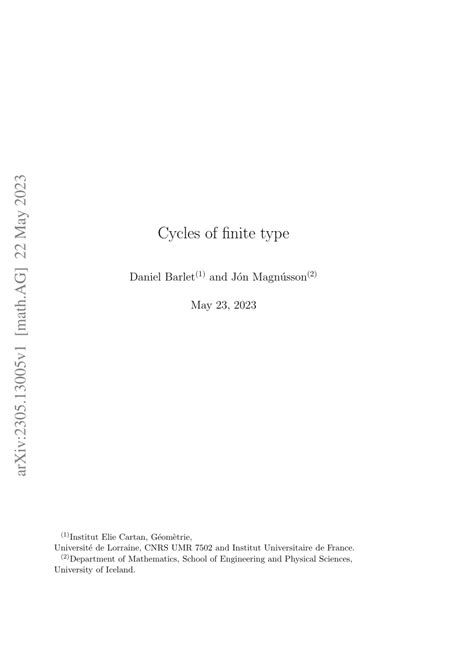 Pdf Cycles Of Finite Type