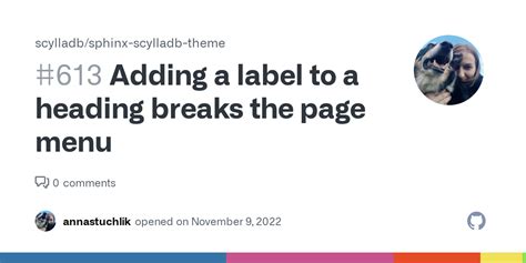 Adding A Label To A Heading Breaks The Page Menu · Issue 613 · Scylladbsphinx Scylladb Theme