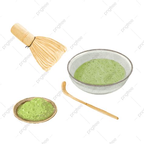 차 를 바 르 는 다도 세트 일러스트 수채화 스타일 말차 수채화 차 Png 일러스트 및 Psd 이미지 무료 다운로드 Pngtree