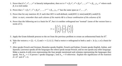 solved 1 prove that if v1 v2 … vn is linearly independent