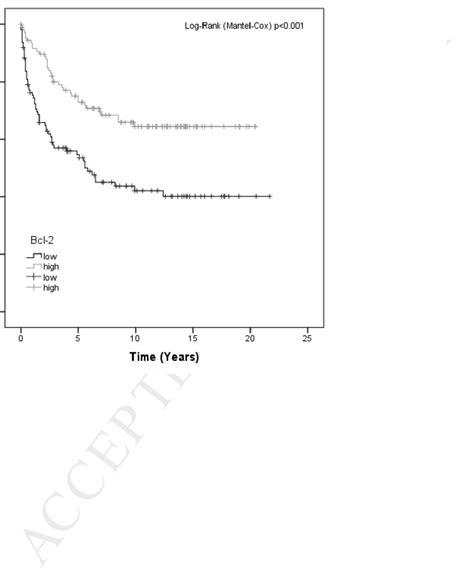 B Kaplan Meier Curves For Bcl 2 Expression Lowhigh Download
